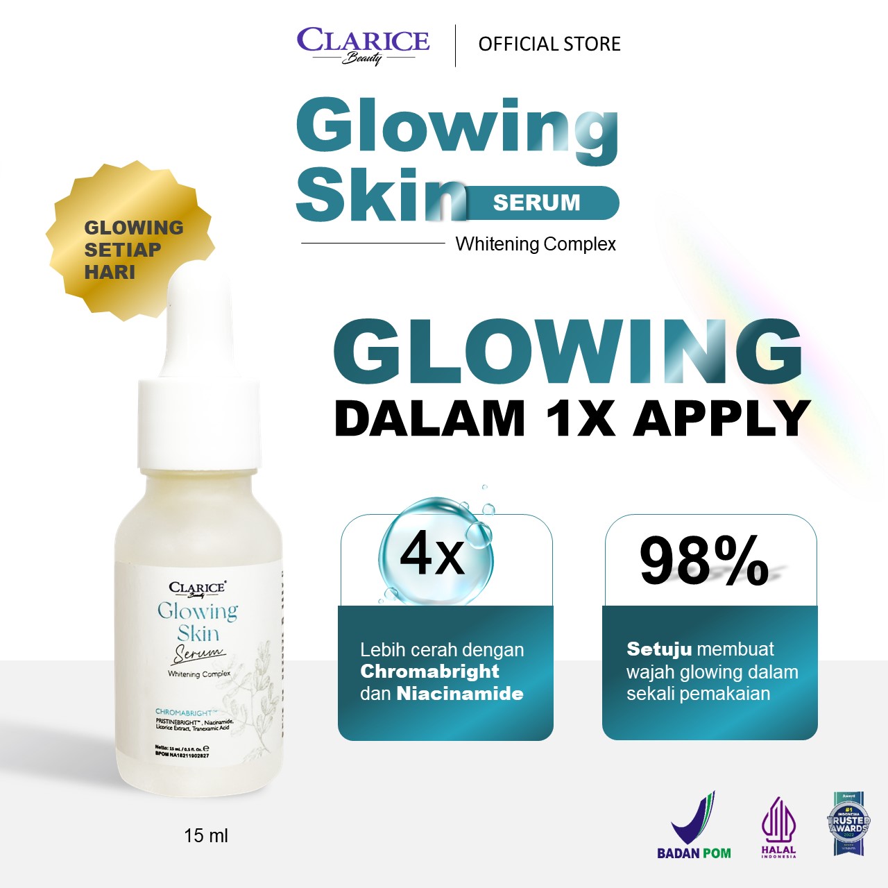 GLOWING SKIN SERUM WHITENING COMPLEX | Clarice Beauty